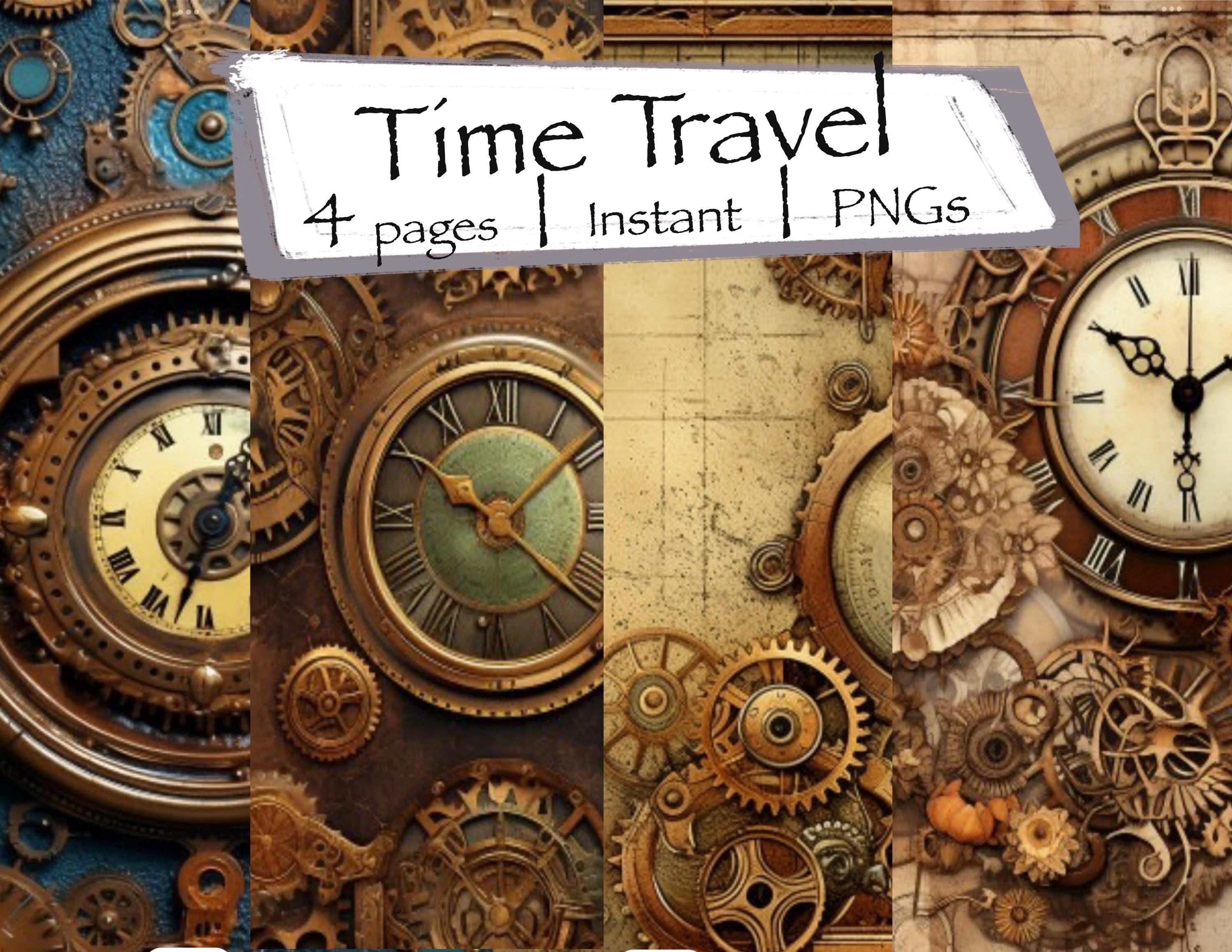 Steam Punk Cog and Clocks Instant Download PNG | Time Travel Digital ...