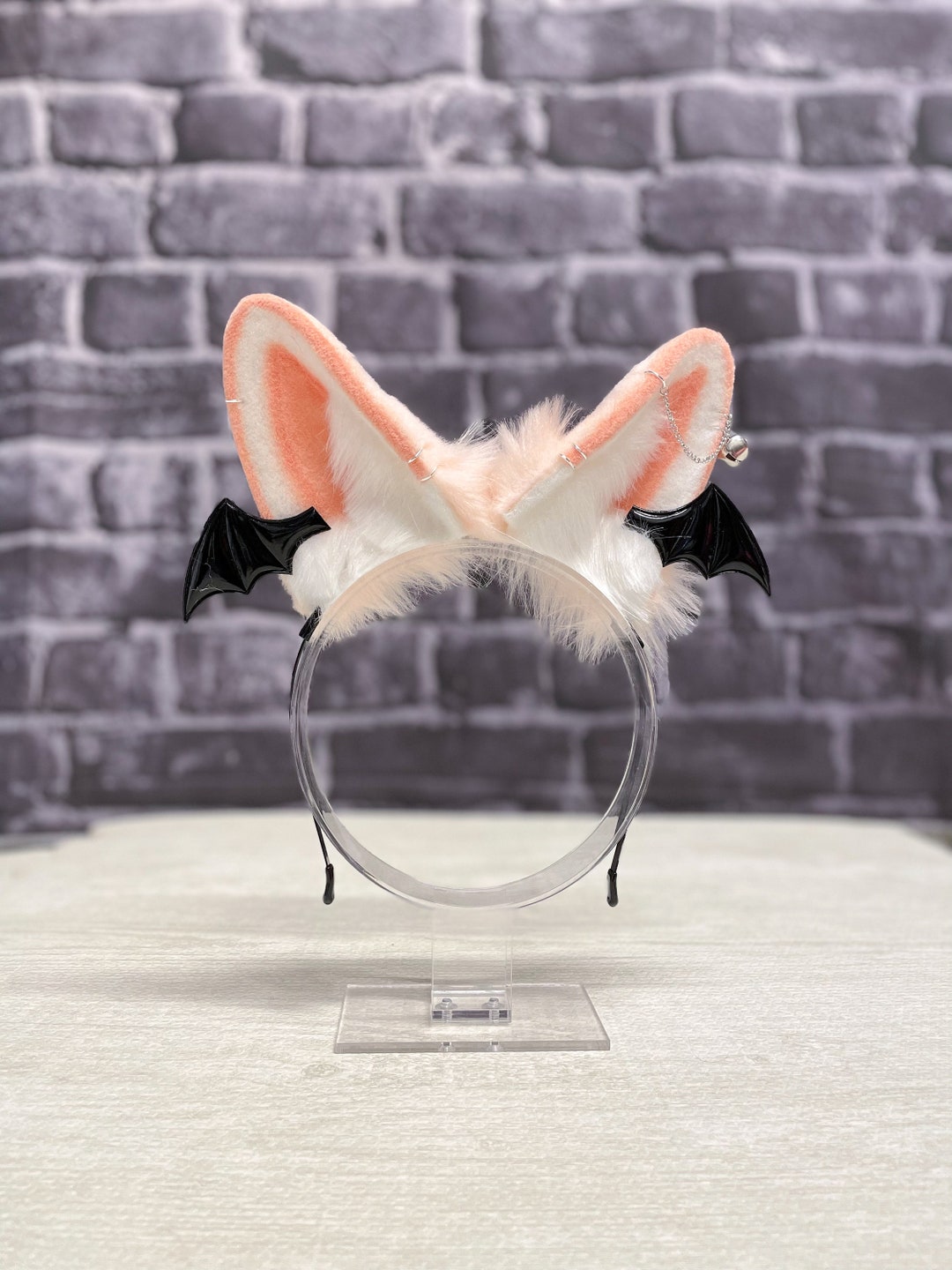 Pink & Black Vampire Faux Fur Bunny Ears Kemonomimi Bunny - Etsy