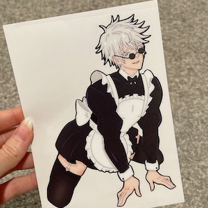 Gojo Satoru Sticker Gojo Maid Outfit Anime Vinyl Sticker Car Sticker ...
