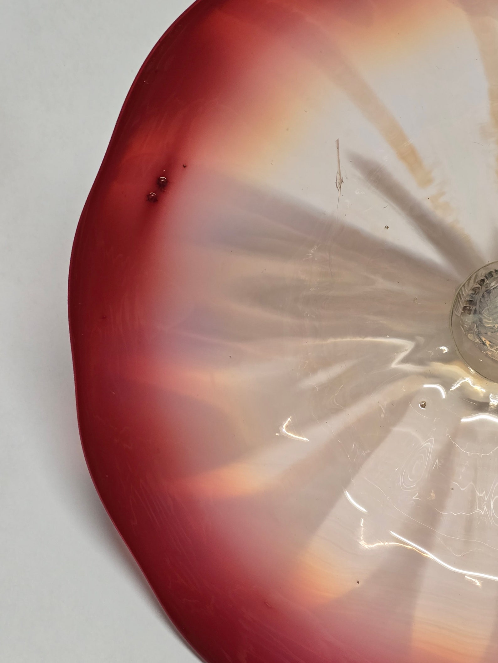 Large Antique Gas or Oil Lamp Smoke Bell 4 1/2" X 9 7/8" Pink & Clear ...