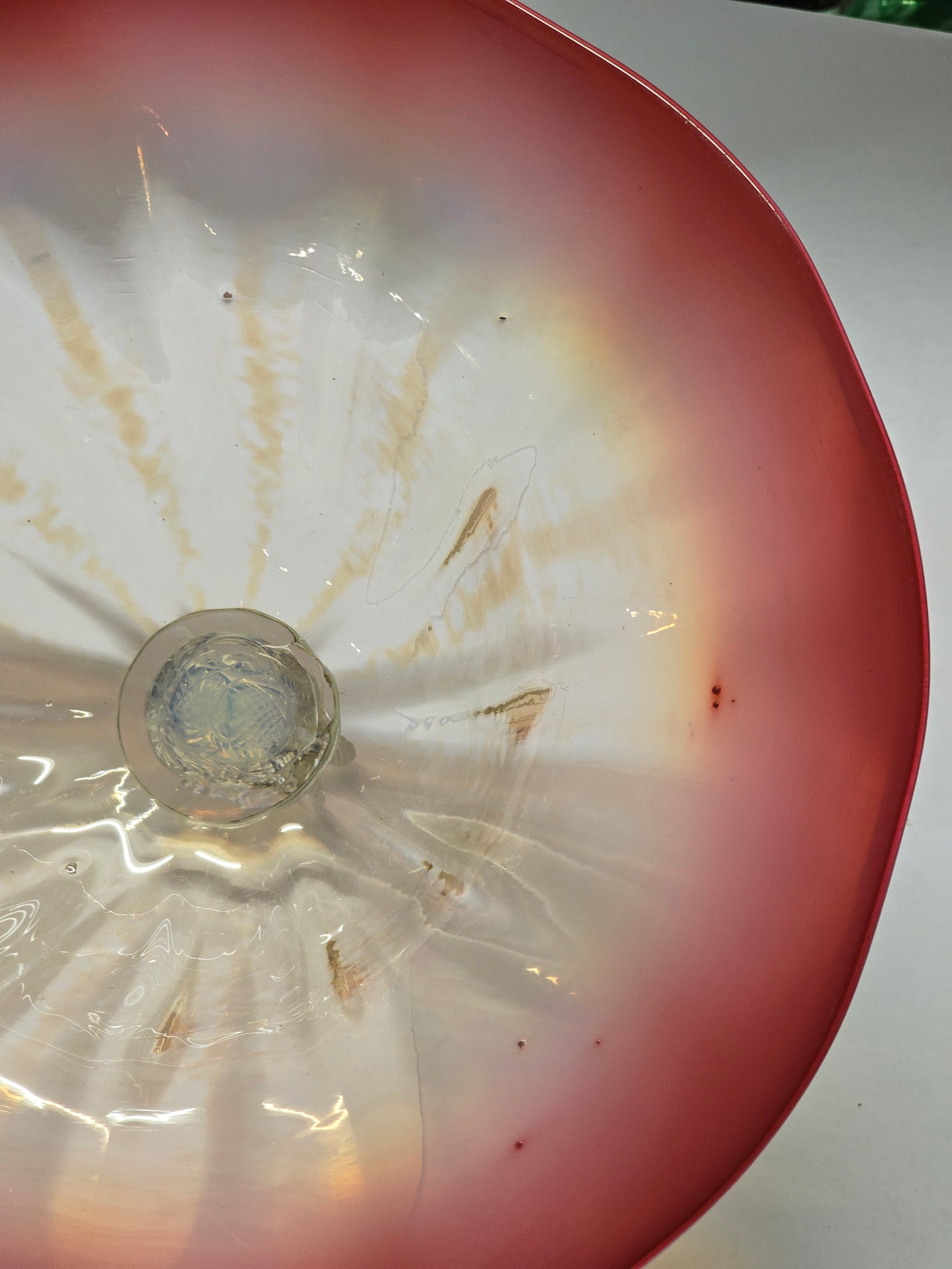 Large Antique Gas or Oil Lamp Smoke Bell 4 1/2" X 9 7/8" Pink & Clear ...