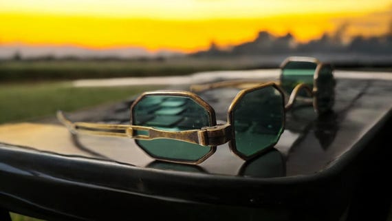 1863 Victorian Civil War Era Gamblers Sun Glasses Eme… - Gem