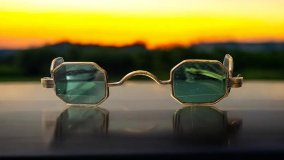 1863 Victorian Civil War Era Gamblers Sun Glasses Eme… - Gem