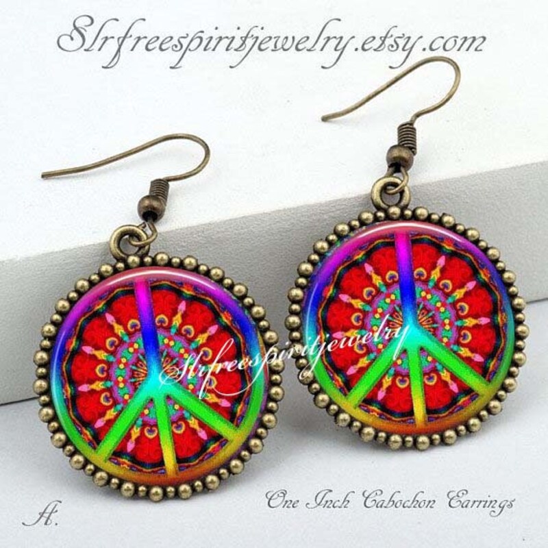 Peace Earrings - Etsy
