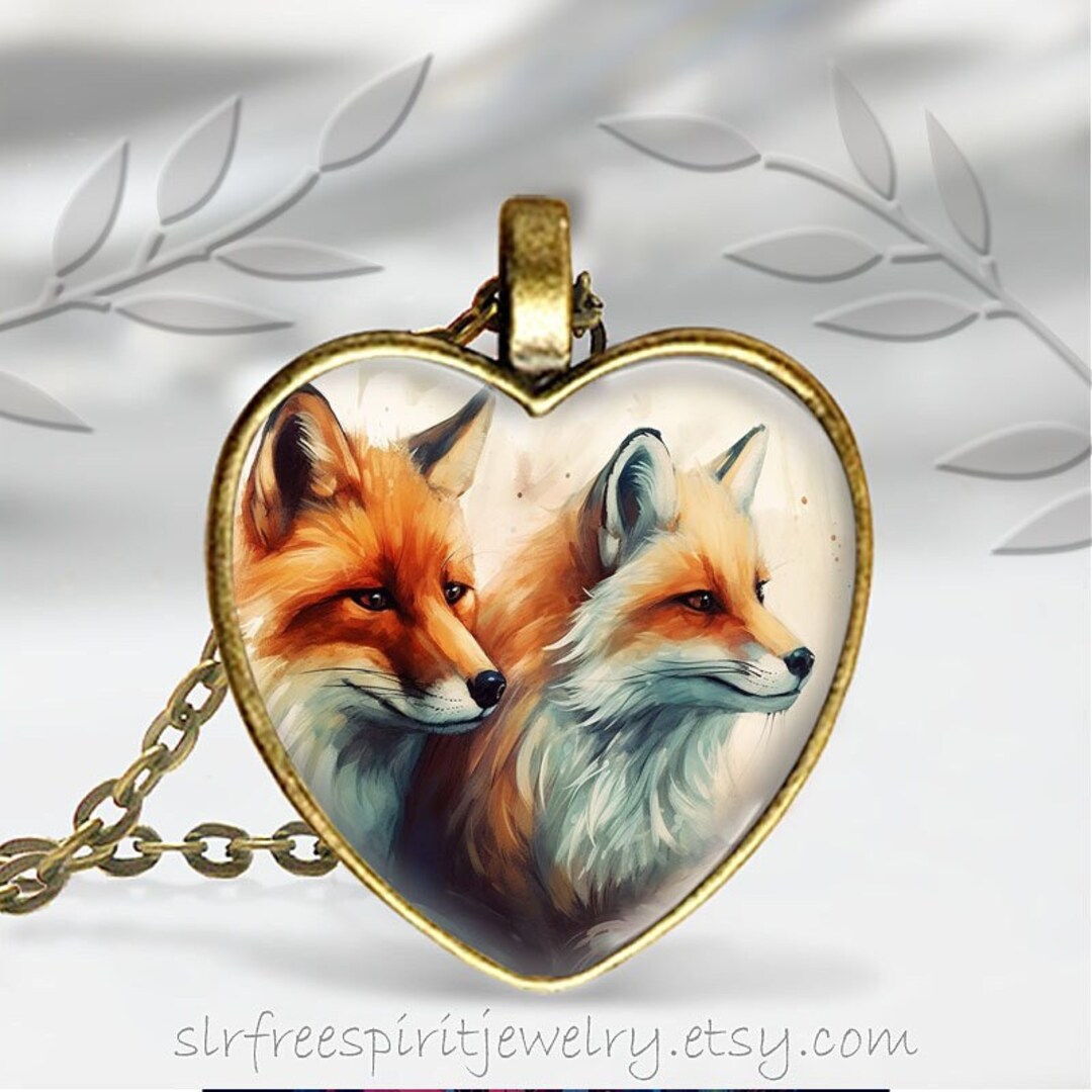 Heart Fox Necklace, Two Foxes, Love, Kindness, Nature, Animals, Spirit ...