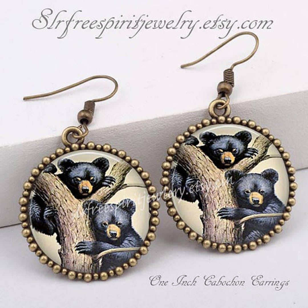 Bear Cubs Earrings, Wild Animals, Wildlife Jewelry, Black Bear ...