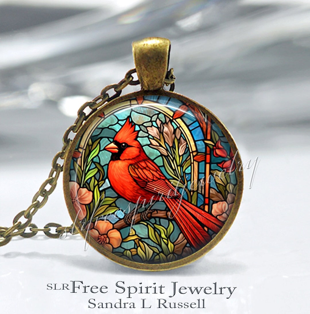 Red Bird Necklace, Male Cardinal, North American Birds, Photo Glass ...