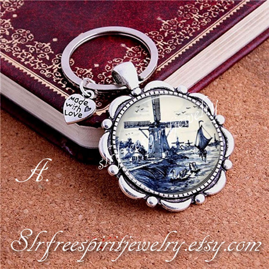 Netherlands Blue Key Chains, Windmill, Dutch, Travel, China Blue, Blue ...