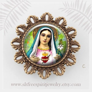 Blessed Mary Keychain,, Sacred Heart of Mary Pendant, Catholic Jewelry ...