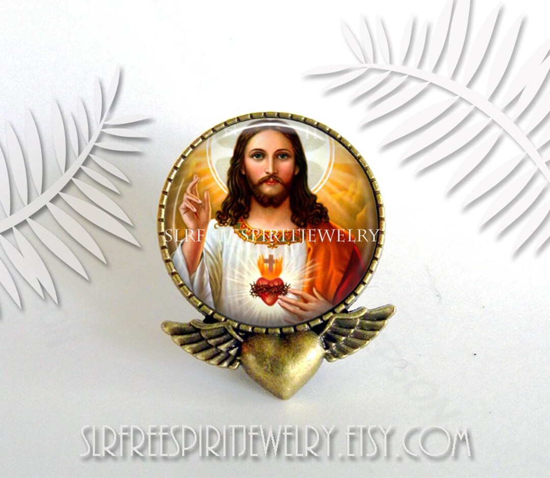 Jesus Heart Pin, , Sacred Heart of Jesus, Christ, Christian Jewelry ...