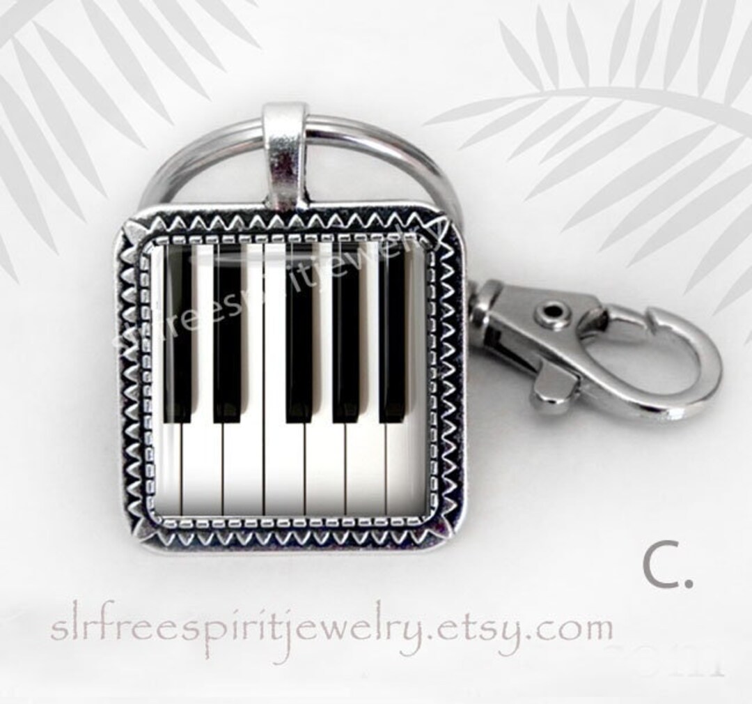 Piano Keys Key Chain Musical Instruments Black and White - Etsy