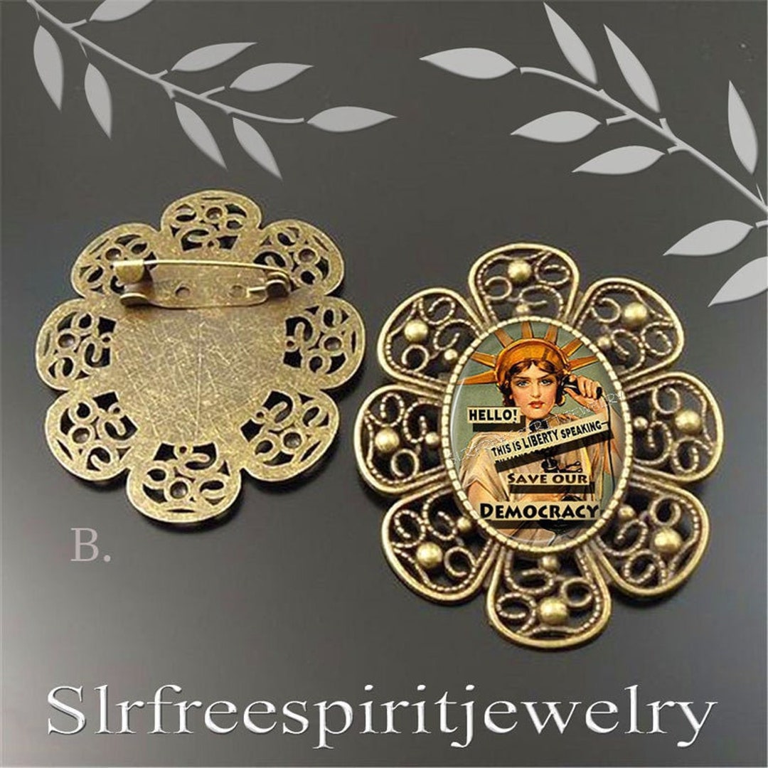 Political Pin, Save Our Democracy Pin, Statue of Liberty, Vintage ...