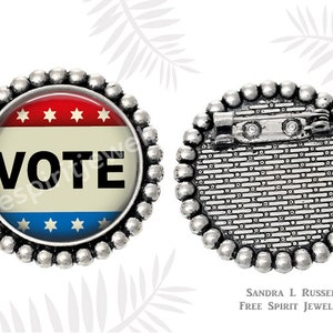 Vote Pin, Political Jewelry Red,white and Blue, Retro Vote Brooch ...