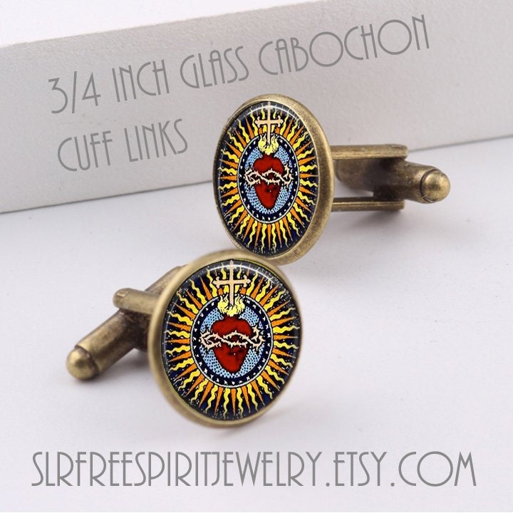 Sacred Heart of Jesus Cuff Link Photo Glass Cuff Links - Etsy
