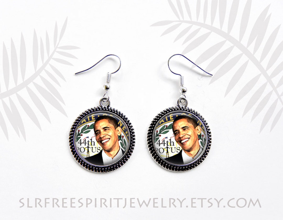 Barack Obama Earrings, Barack Obama Necklace, Obama Jewelry, 44TH ...