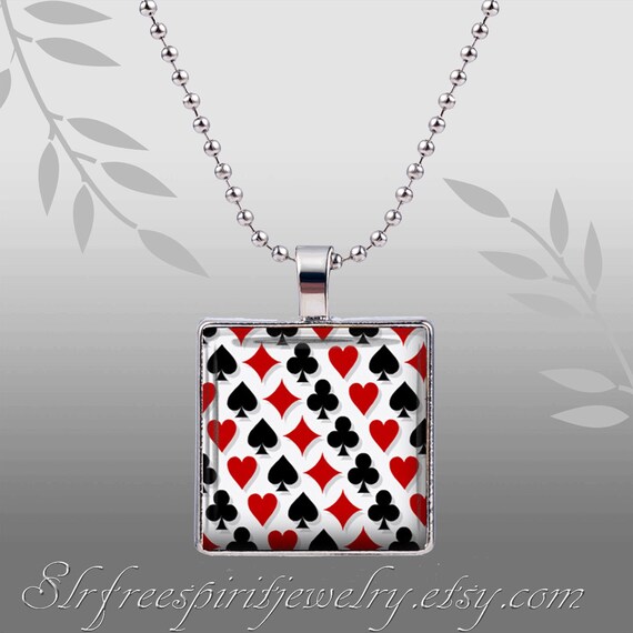 Mini Jewelry Set Playing Card Suits Design Jewelry Red and - Etsy