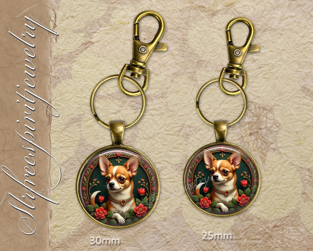 Adorable Chihuahua Key Chain, Mexican Dog, Circle or Heart Pendant ...