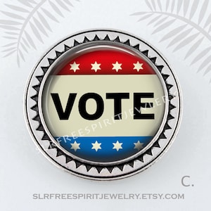 Vote Pin, Political Jewelry Red,white and Blue, Retro Vote Brooch ...