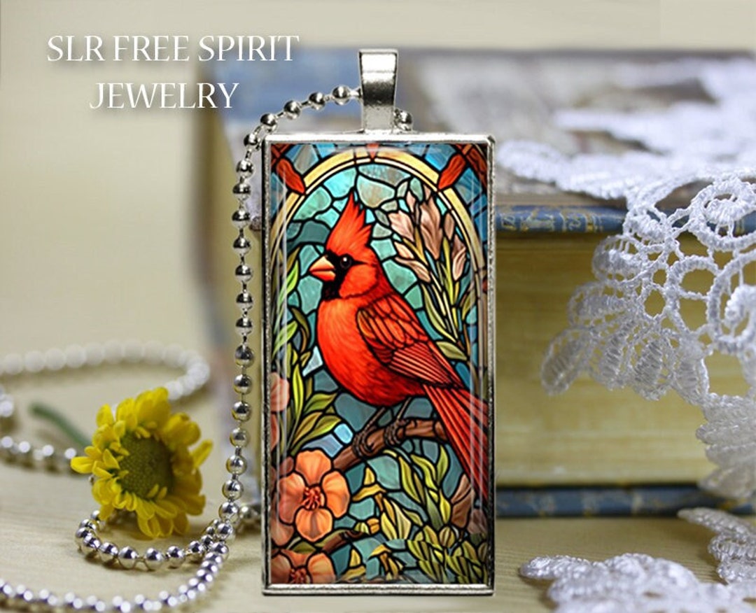 Red Bird Necklace, Male Cardinal, North American Birds, Photo Glass ...