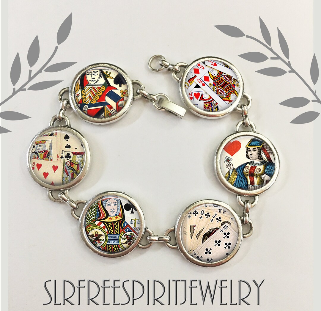 Playing Cards Jewelry, Link Bracelet, Photo Image Jewelry, Gift for ...