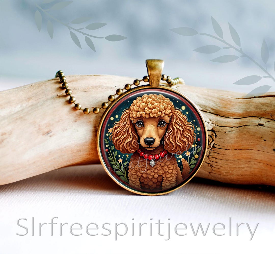 Cute Poodle Necklace, Standard Poodle, Dogs, Glass and Metal Jewelry ...