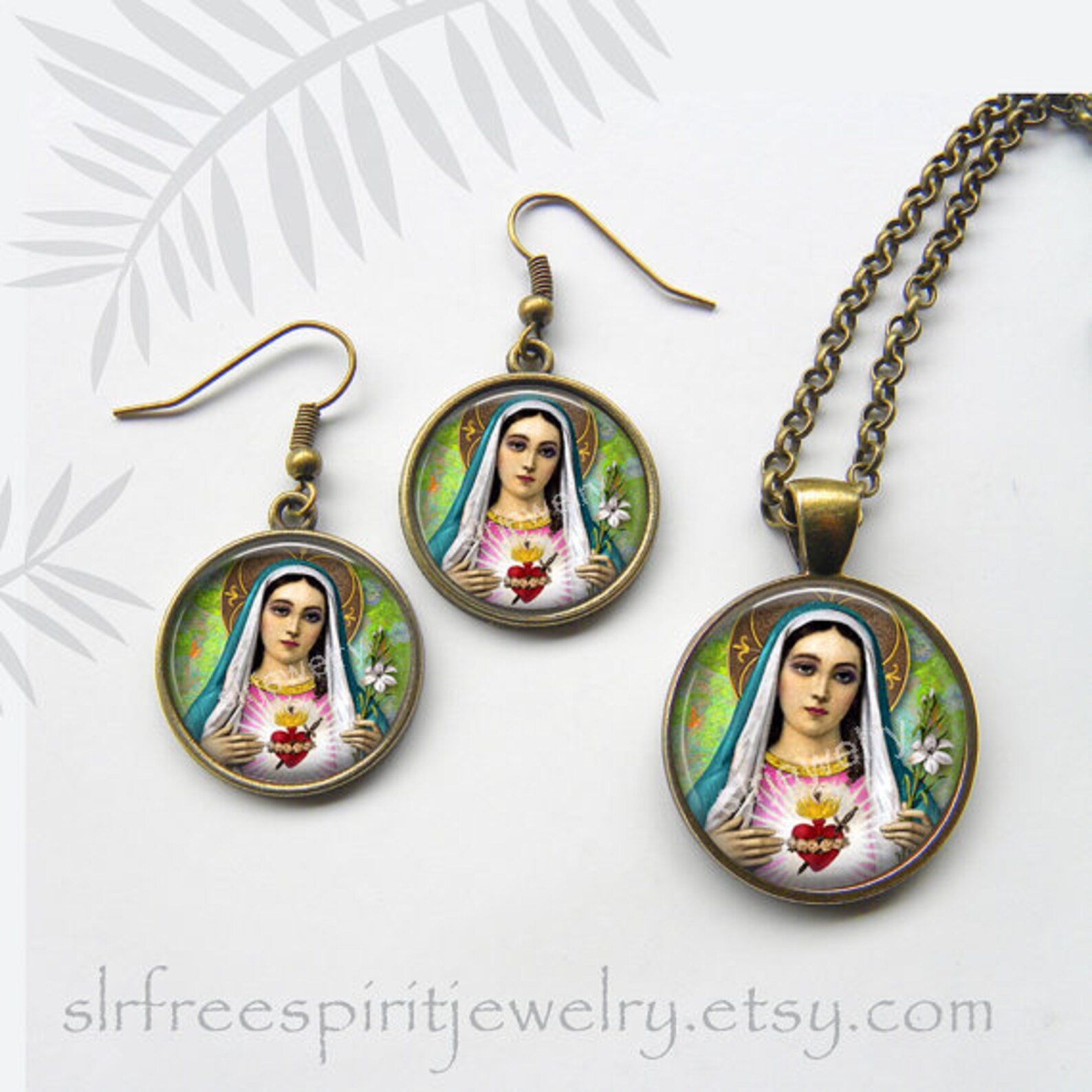 Blessed Mary Keychain,, Sacred Heart of Mary Pendant, Catholic Jewelry ...