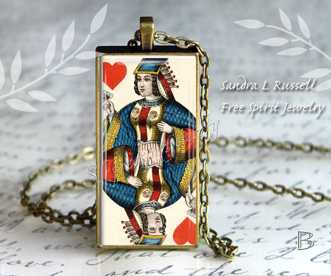 Playing Cards Pendant, Rectangle, Colorful, Queen of Hearts, Photo ...