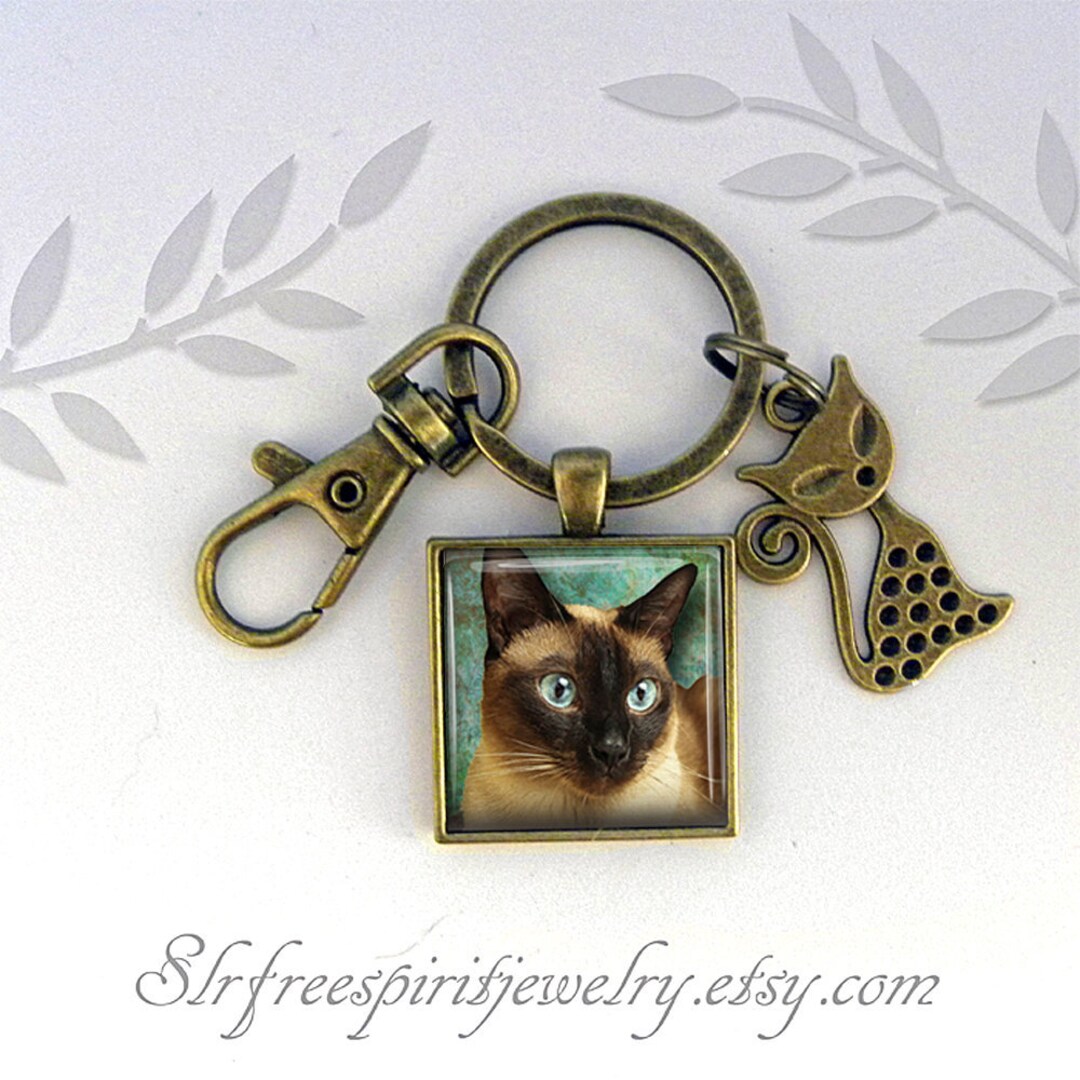 Siamese Cat Key Chain, Siamese Cat Jewelry, Cats, Photo Cabochon ...
