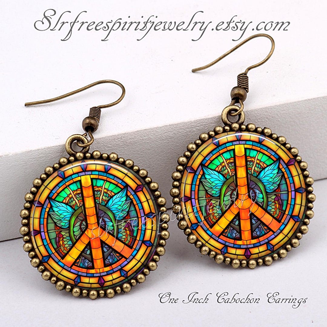 Peace Sign Necklace,earrings, Bohemian Accessory, Colorful Peace Signs ...