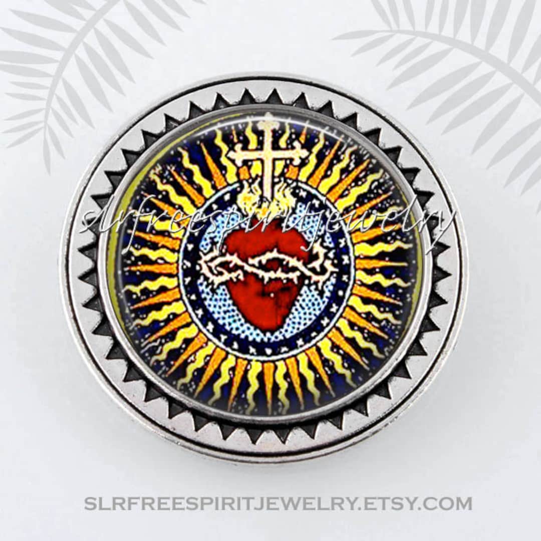 Sacred Heart Pin, , Sacred Heart of Jesus, Christ, Christian Jewelry ...