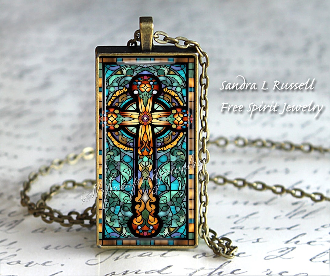 Christian Cross Necklace, Christian Gift, Beautiful Stained Glass ...