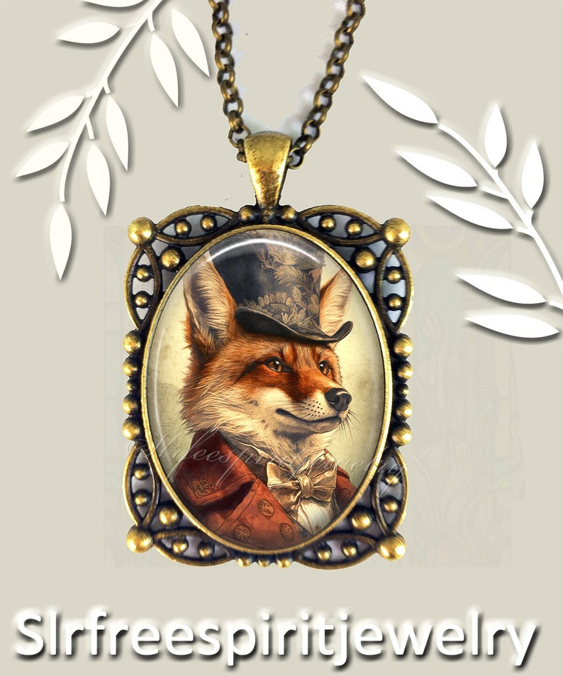 Victorian Fox Necklace, Photo Glass Animal Portrait Jewelry - Etsy