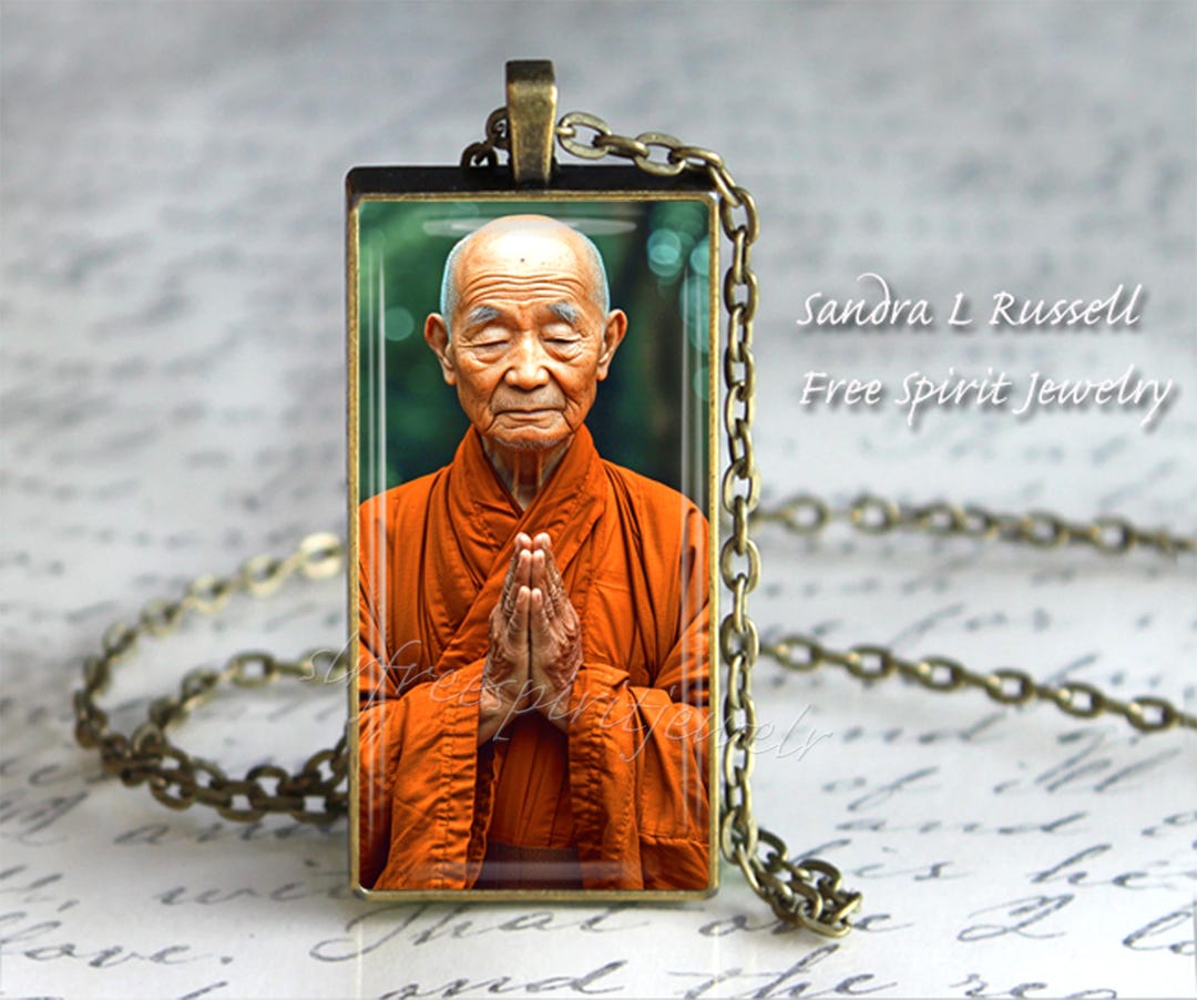 Tibetan Monk Praying Pendant Necklace or Pin Photo Cabochon Jewelry by ...