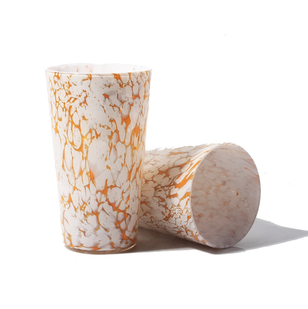 Pint Glass Gold Wisp Hand Blown Glass Blown Glass Tumbler Handmade ...