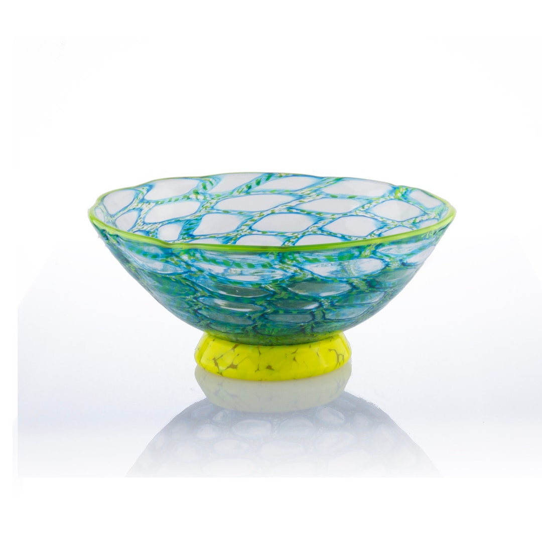 Colorful Art Glass Bowl - Vibrant Handmade Dish for Display or Use ...