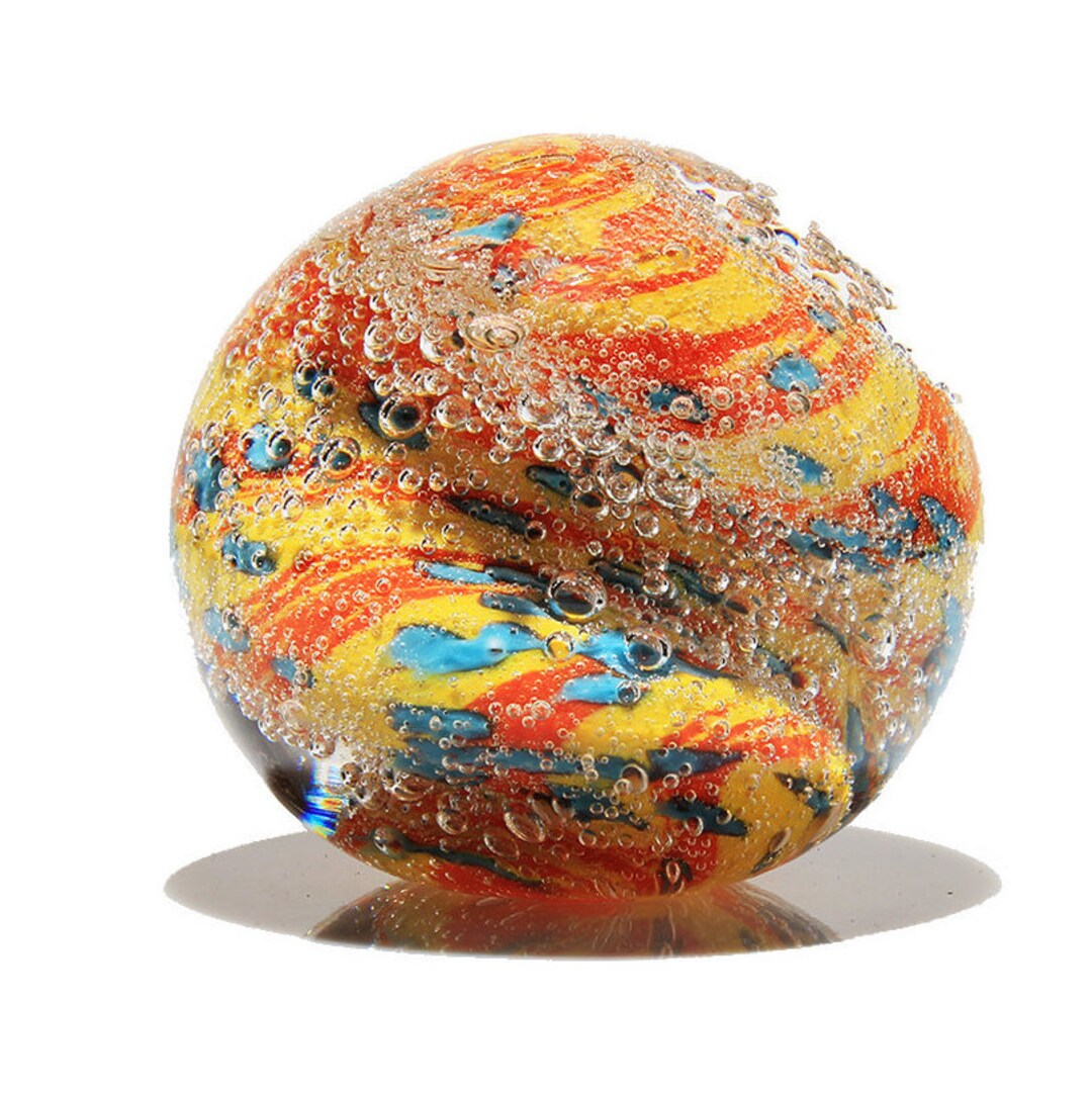 Glass Paperweight in Orange Yellow Blue, Office Desk Decor, Father's ...