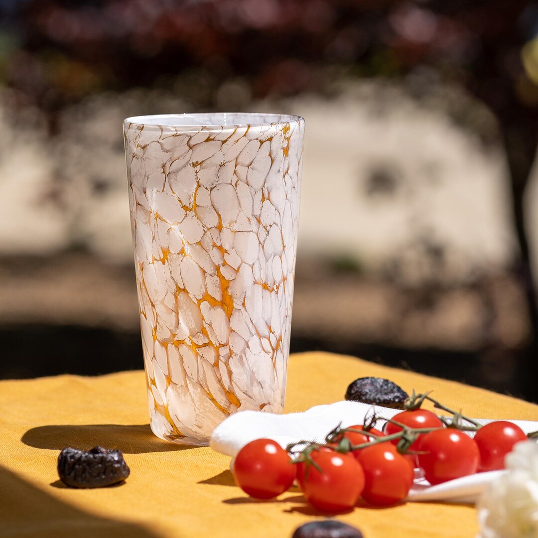Pint Glass - Gold Wisp - Hand Blown Glass - Blown Glass Tumbler ...