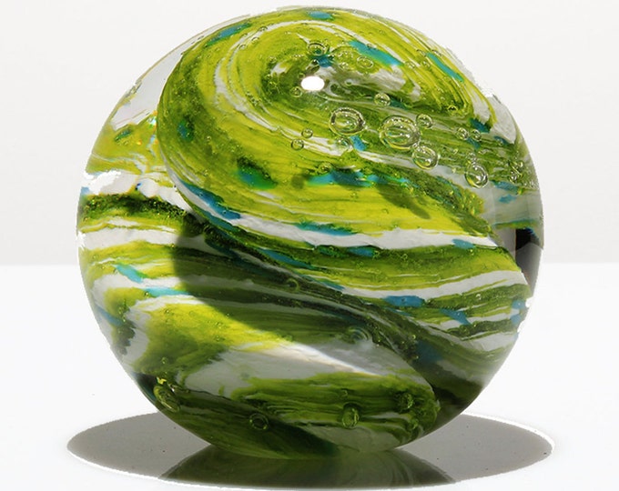 Hand Blown Glass Paperweight Sculpture Green Yellow Blue - Etsy