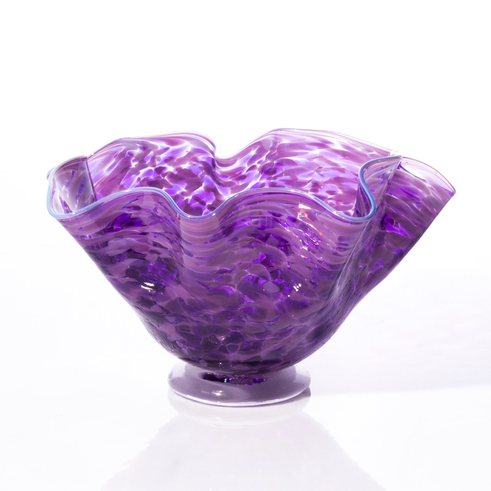 Purple Blown Glass Bowl, Blown Glass Bowl, Art Glass Bowls, Fluted Bowl ...