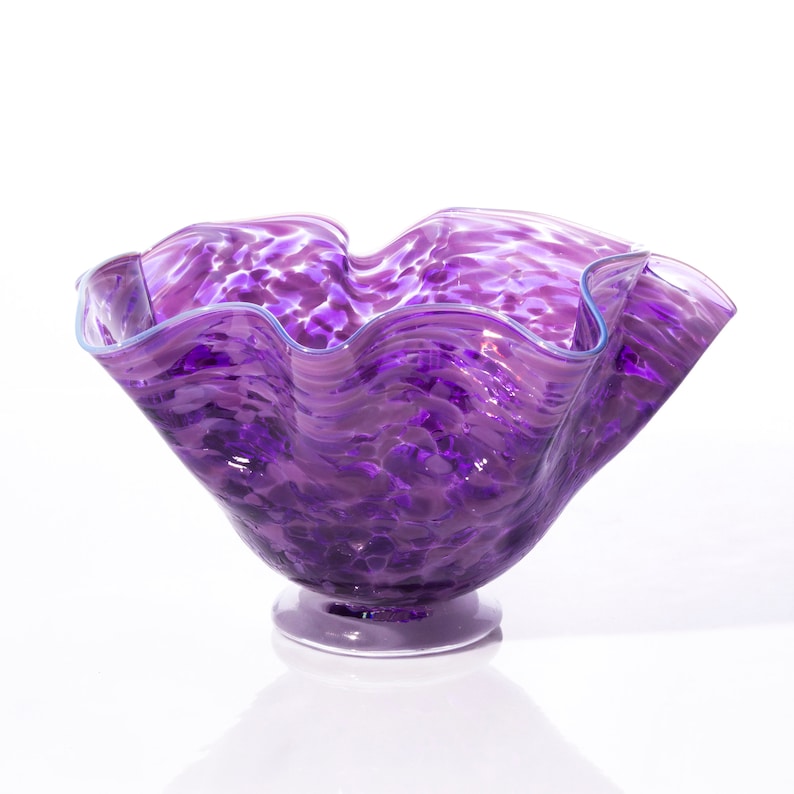 Purple Blown Glass Bowl, Blown Glass Bowl, Art Glass Bowls, Fluted Bowl ...