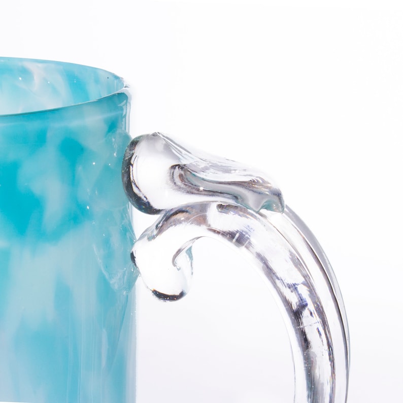 Hand Blown Glass Beer Mug – Sandy Cay Blue, Large Handle, 24 Oz - Etsy