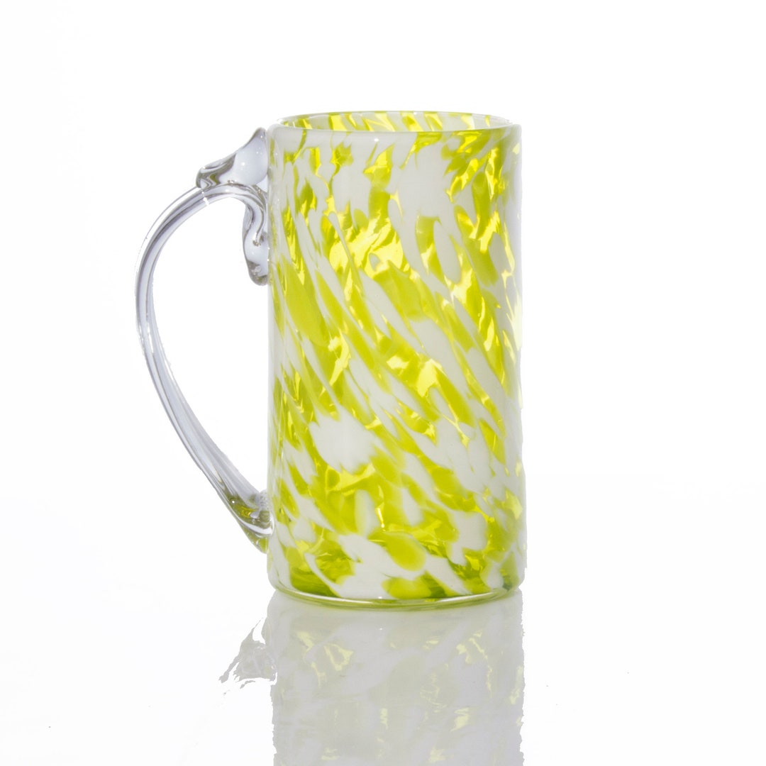 Blown Glass Drinking Mug Lime Green, Handmade Mug, Craft Beer Glass ...