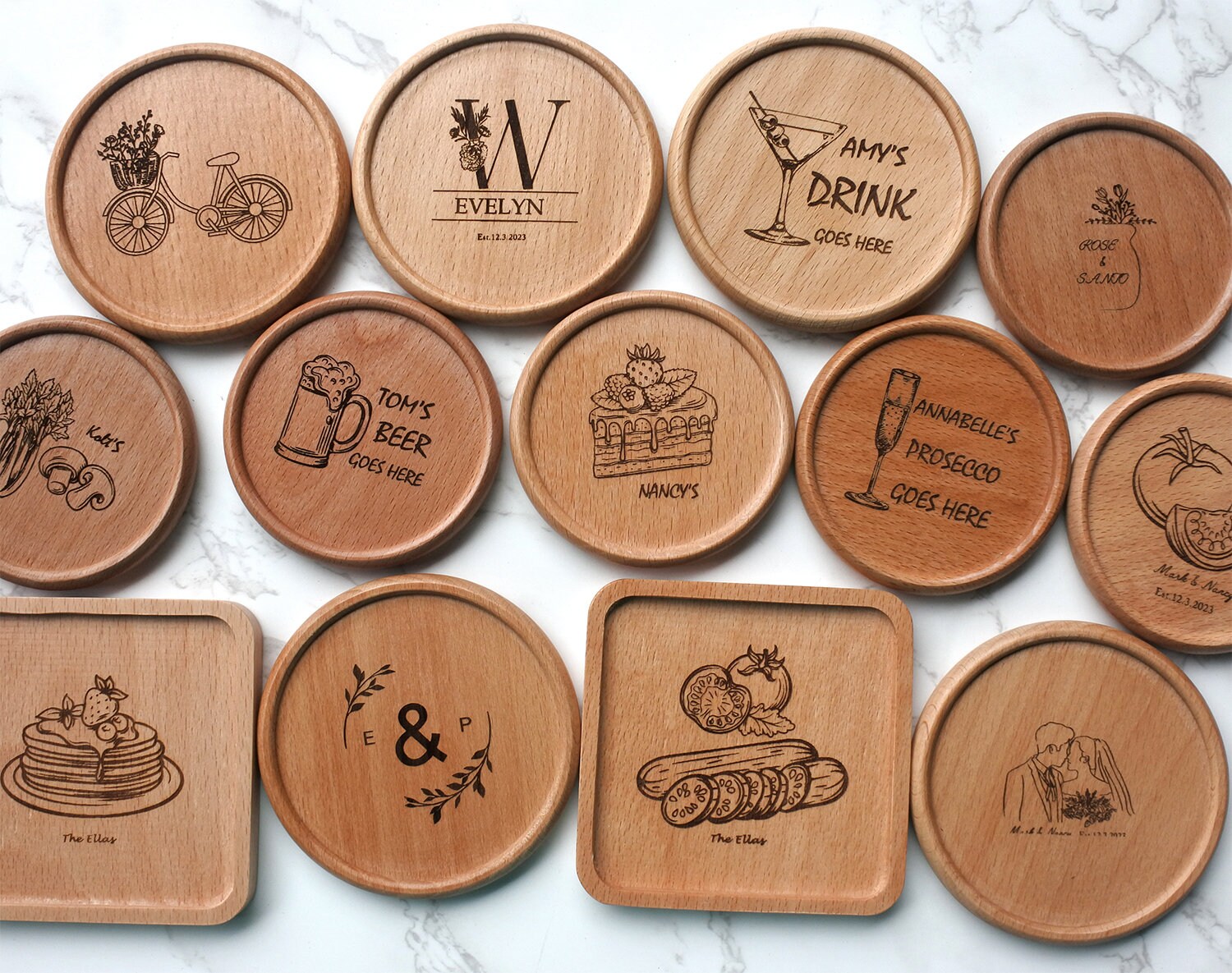 Personalized Engraved Coasters With Groove Custom Made for Wedding Gift ...