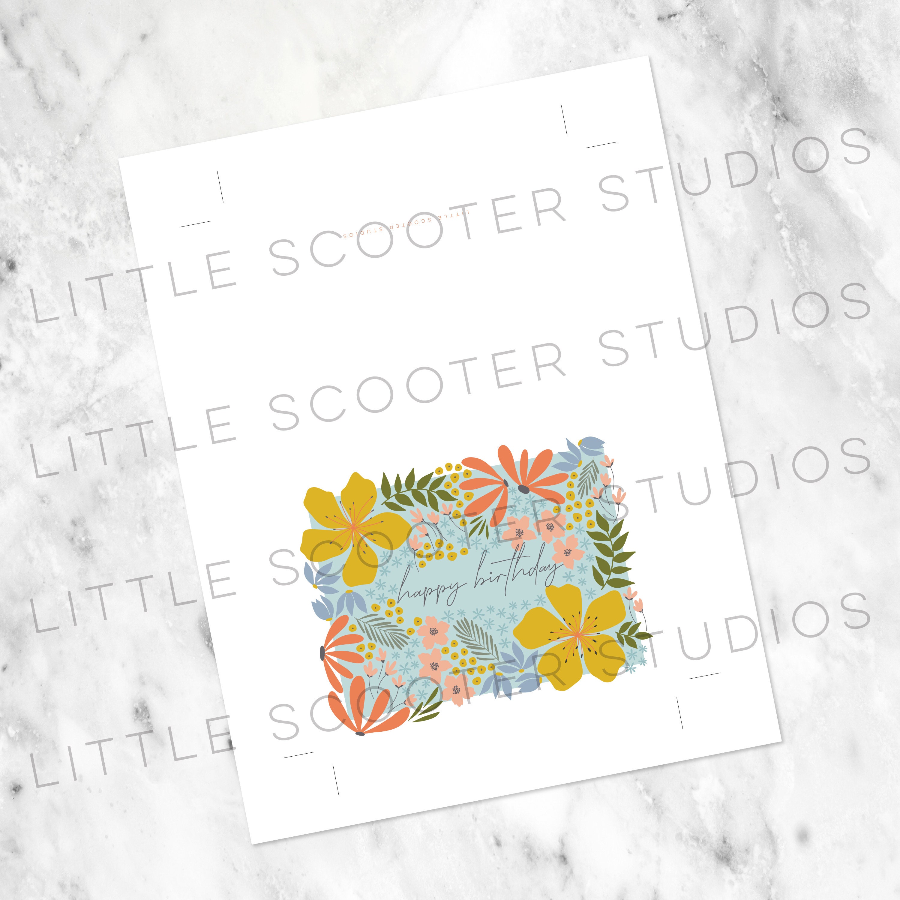 Mod Floral Printable Birthday Card Instant Download - Etsy