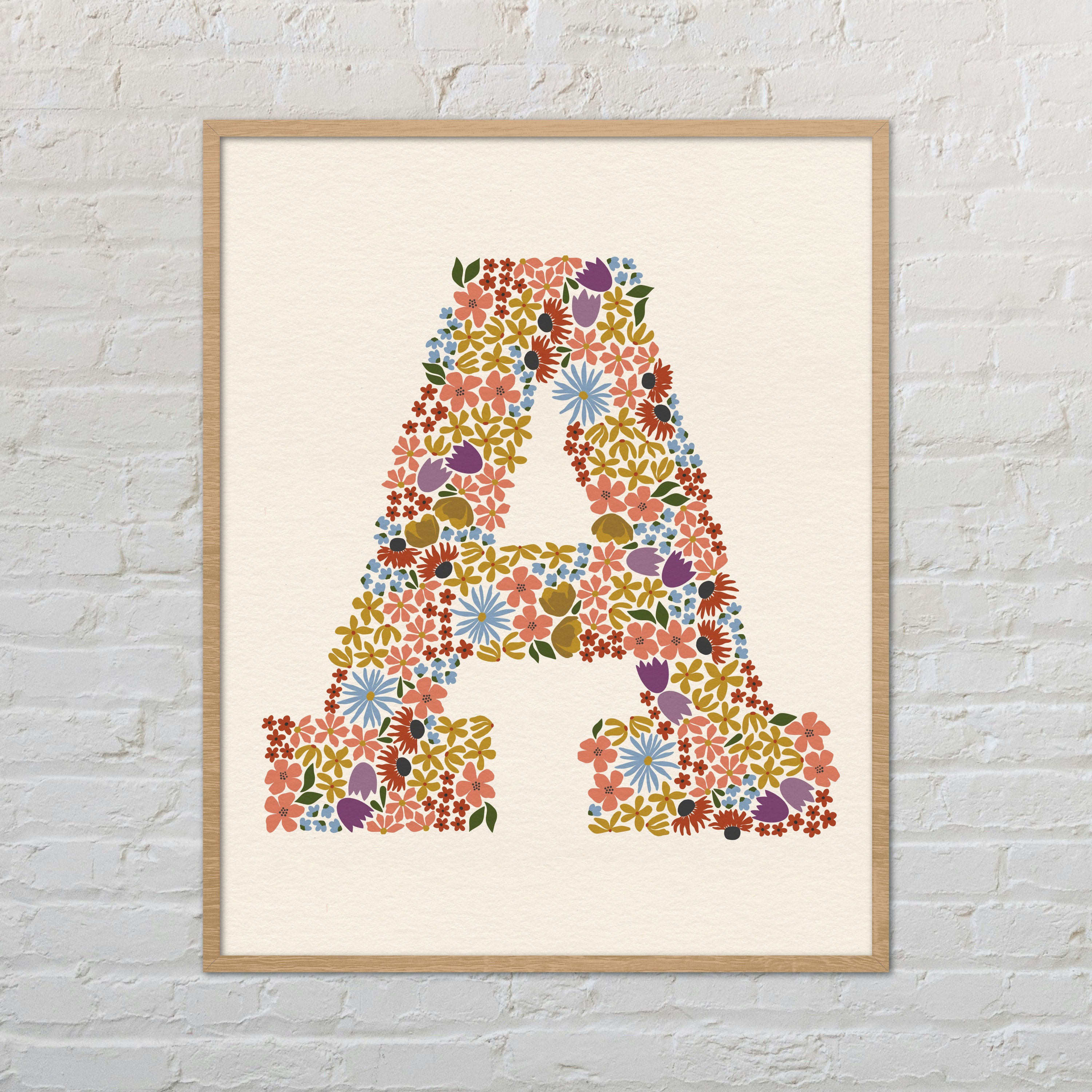 Floral Monogram Initial Floral Letter Print - Etsy