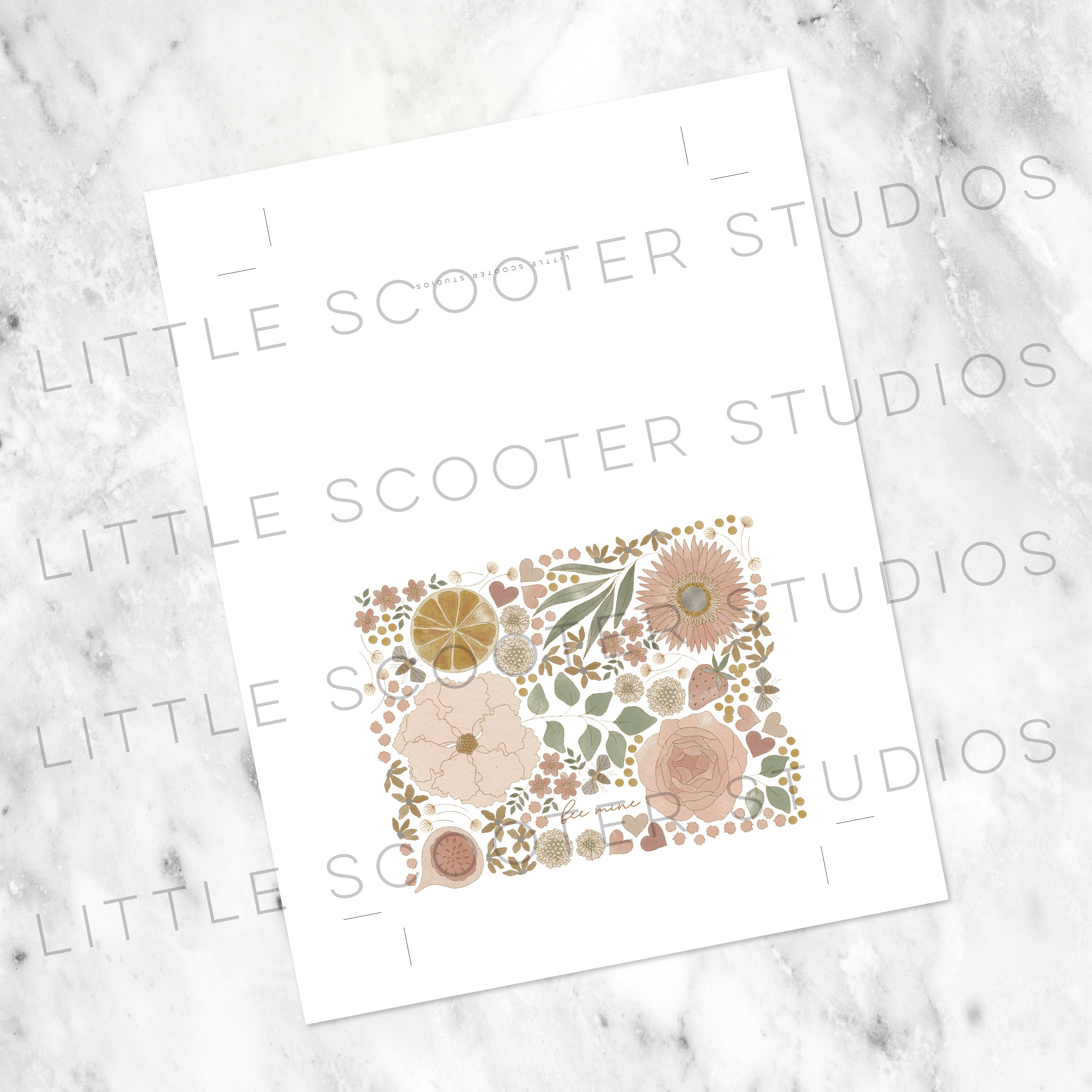 Watercolor Floral bee Mine Printable Valentine Card Instant Download - Etsy