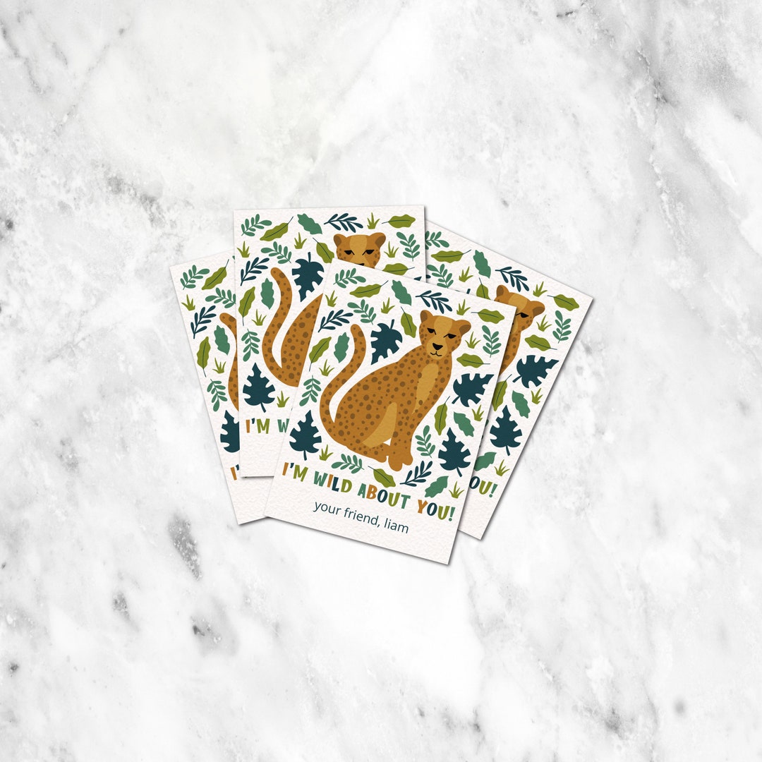 Cheetah "i'm Wild About You" Classroom Valentine Printable PDF - Etsy