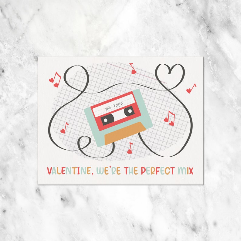 Mix Tape "we're the Perfect Mix" Printable Valentine Card Instant ...