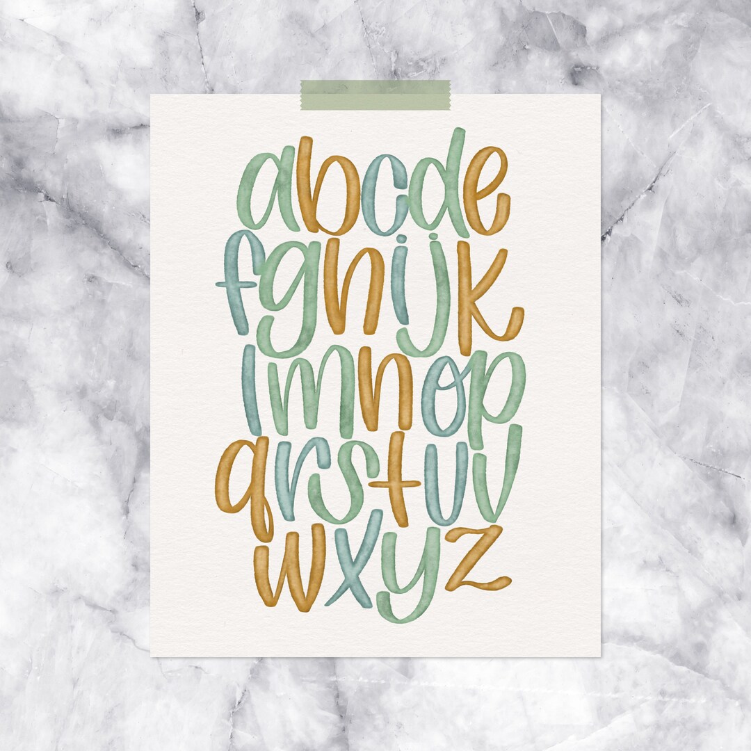 Alphabet Hand Lettered Watercolor Print - Etsy