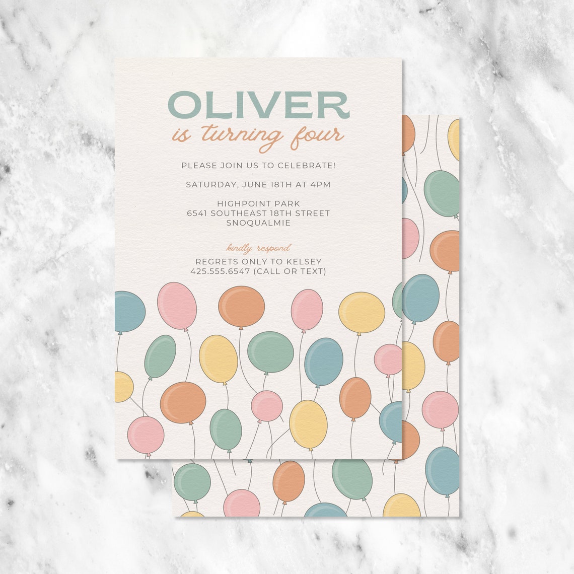 Balloons Birthday Party Invitation Template | Customizable Canva ...
